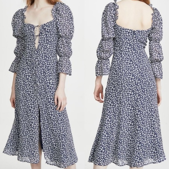 Reformation | Dresses | Reformation Roberta Midi Dress Soho Navy White ...